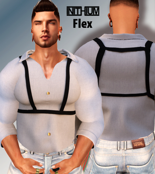 Second Life Marketplace - Brutal Harness Shirt White Black Kario Flex