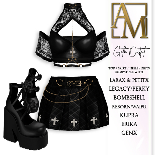 Second Life Marketplace - .: AlmaMiranda :. Goth Skirt Outfit LaraX ...
