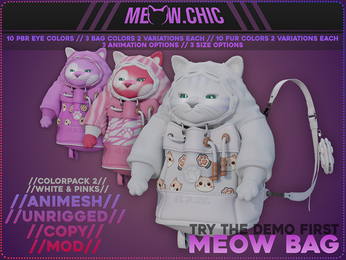 Second Life Marketplace - //Meow.CHIC// Meow Bag - Animesh COLORPACK 2