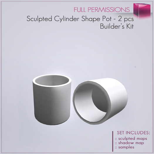 Second Life Marketplace - Full Perm Sculpted Cylinder Shape Pot - 2 pcs ...
