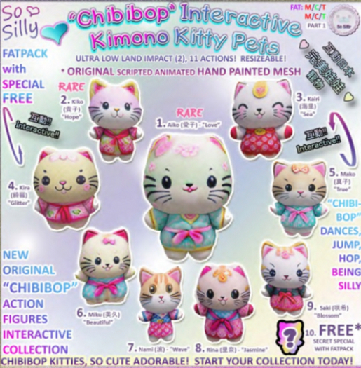 Second Life Marketplace - 1. RARE Kimono Kitty Pet - Aiko (Love) So Silly