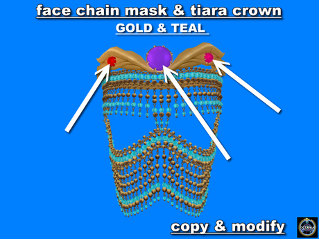 Second Life Marketplace - !O! - face chain mask & tiara crown (c/m)