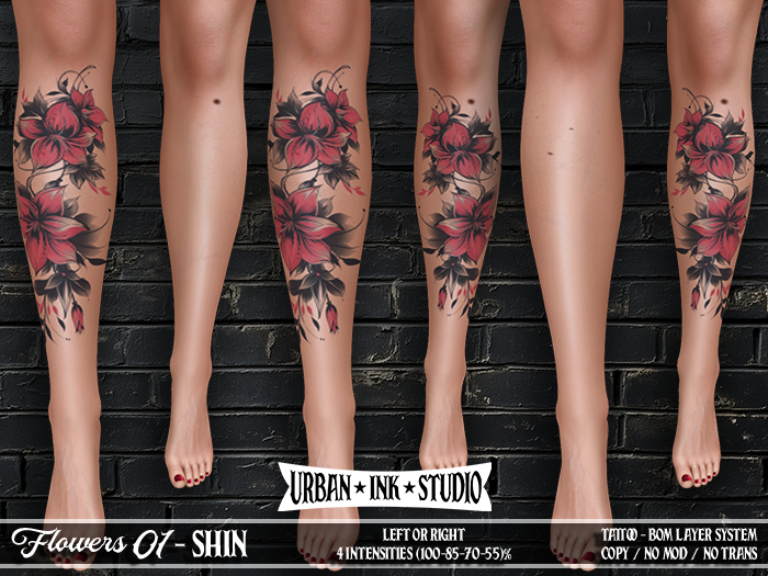 Second Life Marketplace - ..:UIS:.. Shin Tattoo - Flowers 01