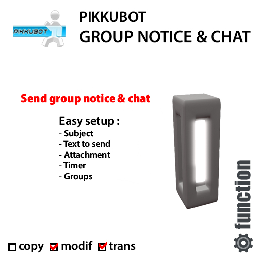 Second Life Marketplace - [PIKKUBOT] Groups notice & chat
