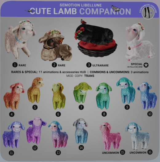 Second Life Marketplace - SEmotion Libellune Cute Lamb Companion RARE 01