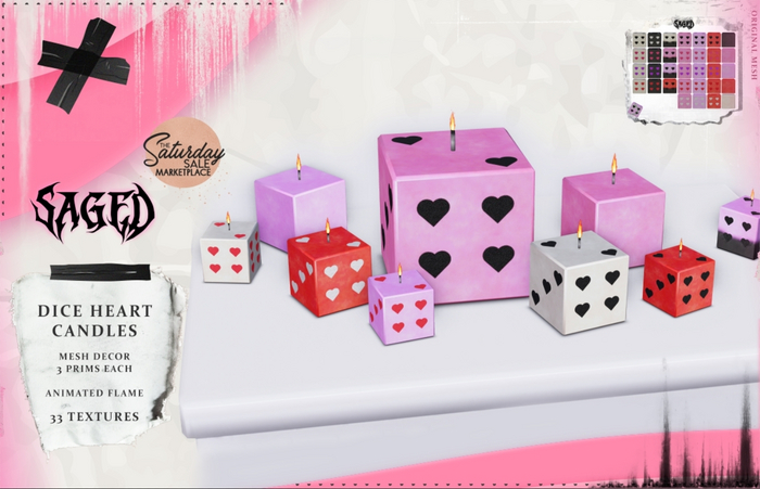 Second Life Marketplace - SAGED. Dice Heart Candles