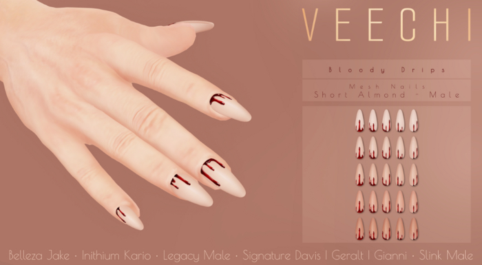 Second Life Marketplace - Veechi - Bloody Drips // Short Almond Male ...