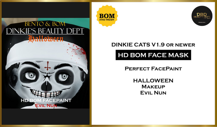Second Life Marketplace - *DBD* DINKIES HD BOM HALLOWEEN FACEPAINT ...