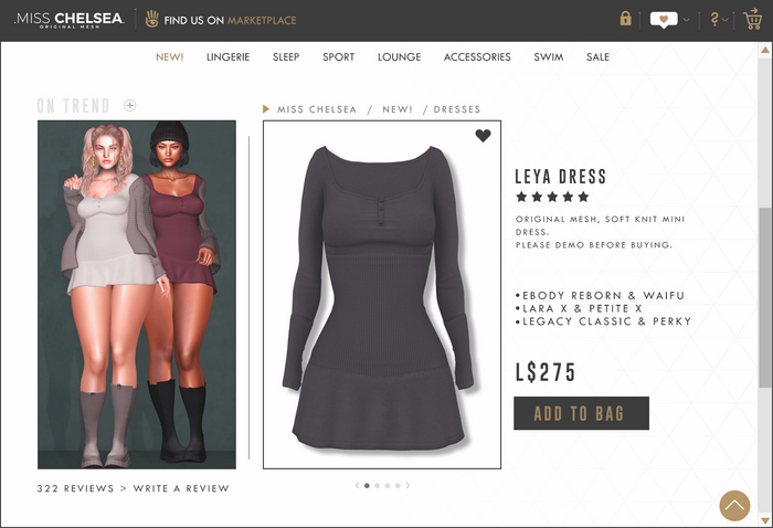 Second Life Marketplace - .miss chelsea. Leya Dress Dusk