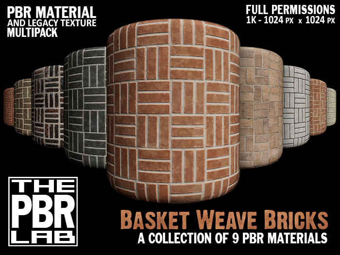 Second Life Marketplace - The PBR Lab - Basket Weave Bricks Multipack ...
