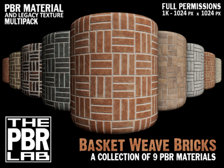 Second Life Marketplace - The PBR Lab - Basket Weave Bricks Multipack ...