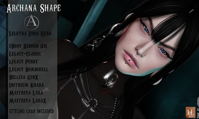 Second Life Marketplace - +ARANA+ Archana Shape - ZORA Head Lelutka EvoX