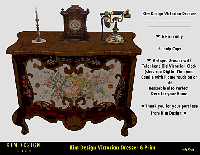 Second Life Marketplace - Kim Design Victorian Dresser