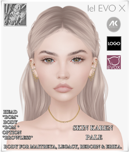 Second Life Marketplace - *.::Damn&Sweet::.* Skin Karen Pale BOM LEL ...