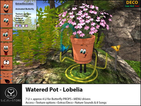 Second Life Marketplace - SaCaYa - Watered Pot - Lobelia
