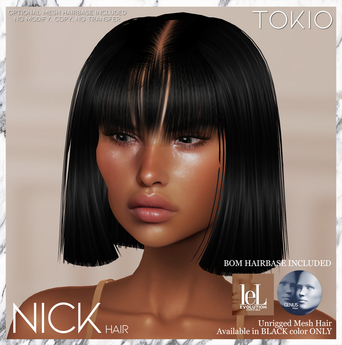Second Life Marketplace - TOKIO Hair - NICK Alpha Hair - Black