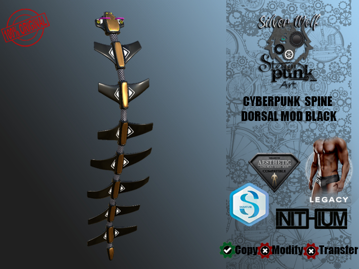 Second Life Marketplace - SW - Cyberpunk Spine Dorsal Mod Icarus Black ...