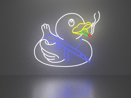 Second Life Marketplace - Duck with a machine gun neon sign Full Permission