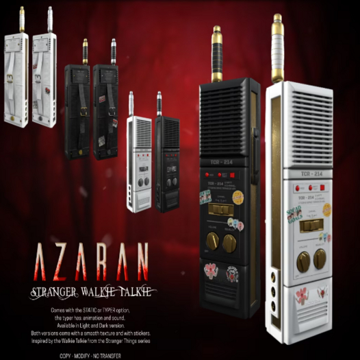 Second Life Marketplace - AZARAN - STRANGER WALKIE TALKIE - WHITE