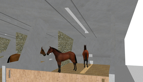 Second Life Marketplace - Modern Concrete Horse Stable with LED lighting