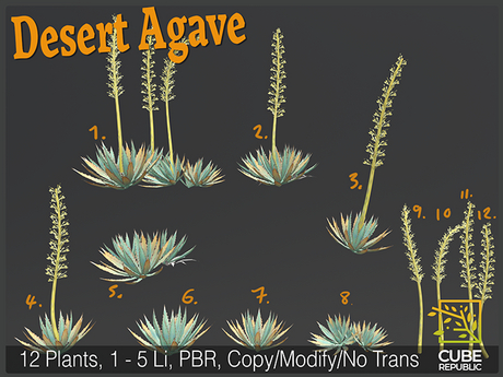 Second Life Marketplace - PRB Agave Succulent Bushes Agave utahensis ...