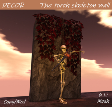 Second Life Marketplace - PS - DECOR - The torch skeleton wall