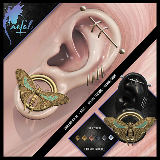 Second Life Marketplace - FaeTal - Ear 65 - Swallow S & XL Male