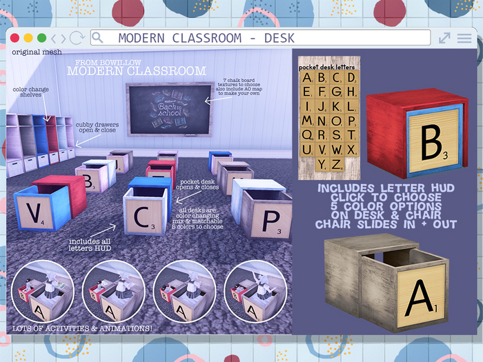 Second Life Marketplace - :BoWillow: Modern Classroom - Pocket Desk