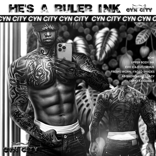 Second Life Marketplace - CYN CITY: He's A Ruler Ink DEMO