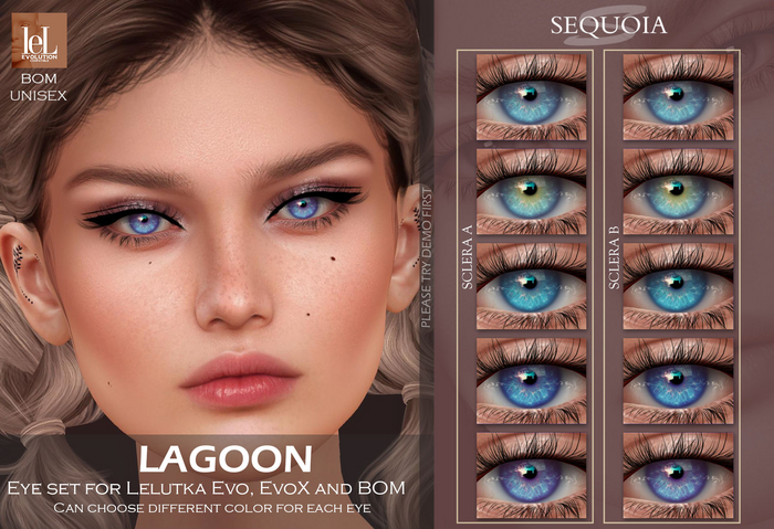 Second Life Marketplace - ::Sequoia:: Lagoon eyes for Lelutka Evo/X and BOM
