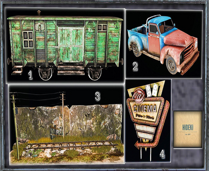 Second Life Marketplace - HIDEKI - RUSTY RAIL SCENE:4 OLD CINEMA BILLBOARD,