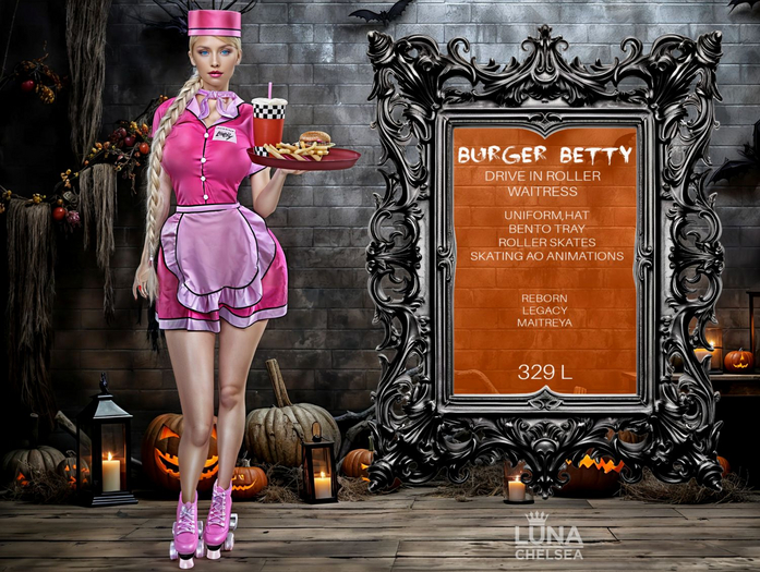 Second Life Marketplace - ️, Burger Betty, Retro Roller Skate Waitress ...