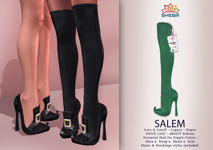 Second Life Marketplace - Salem Witch Heels & Overknee Stockings (Pine ...