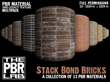 Second Life Marketplace - The PBR Lab - Stack Bond Bricks Multipack ...