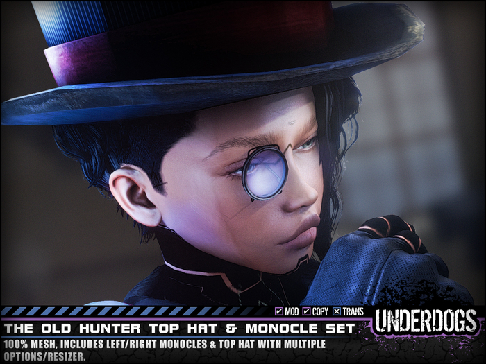 Second Life Marketplace - [UnderDogs] - The Old Hunter Top Hat/Monocle ...