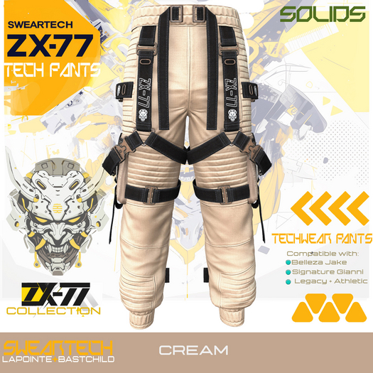 Second Life Marketplace - Tech Cargo Pants - ZX-77 CREAM
