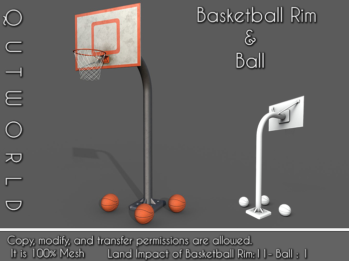 Second Life Marketplace - .::QUTWORLD Basketball Rim & Ball::.FP