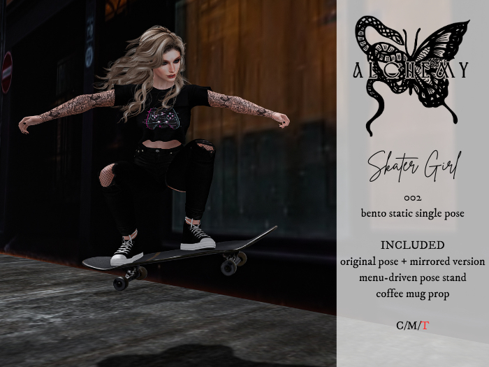 Second Life Marketplace - [ALCHEMY POSES] Skater Girl 2 | Single Bento ...