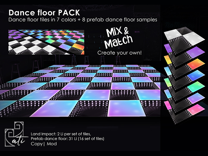 Second Life Marketplace - ati: Dance floor Pack: 7 tile color sets + 8 ...