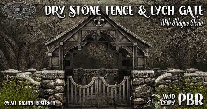 Second Life Marketplace - PBR Dry Stone Fence, Lych Gate, Plague Stone ...
