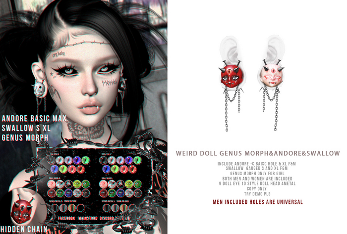 Second Life Marketplace - = DAE = Weird doll Earing Genus Morph ...