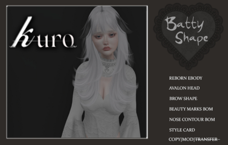 Second Life Marketplace - Kuro - Batty Shape | lelutka avalon [evo x]
