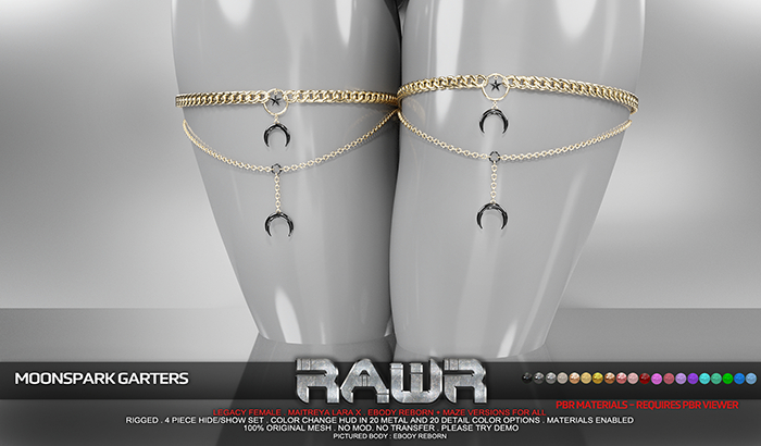 Second Life Marketplace - RAWR! Moonspark Garters (add me)