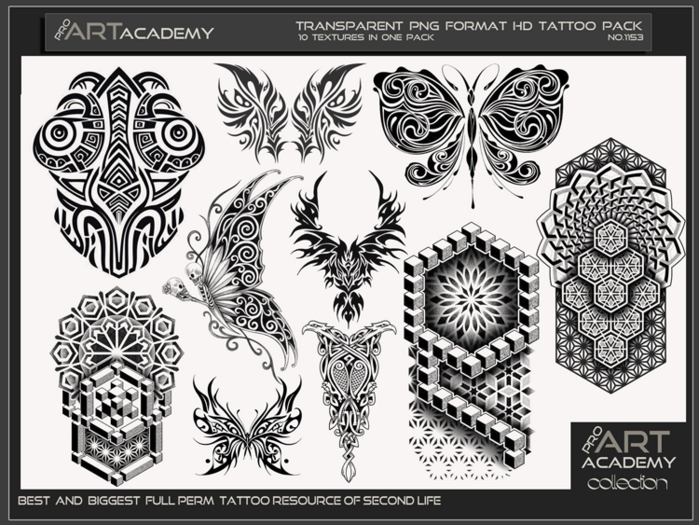 Second Life Marketplace - @PAA - Tattoo Texture Pack 1153