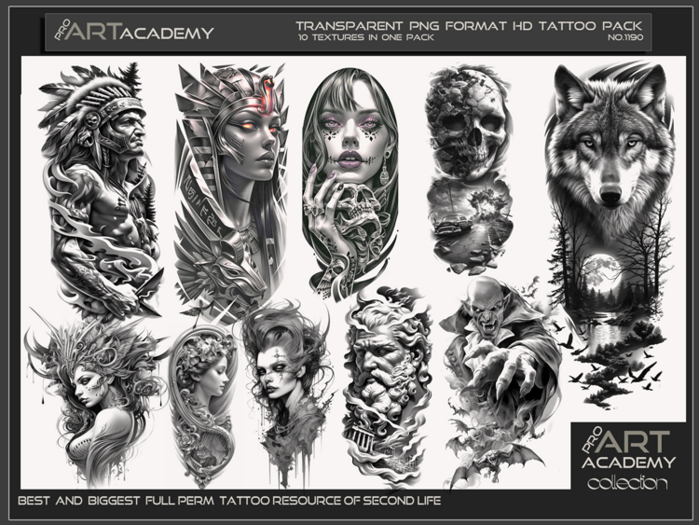 Second Life Marketplace - @PAA - Tattoo Texture Pack 1190