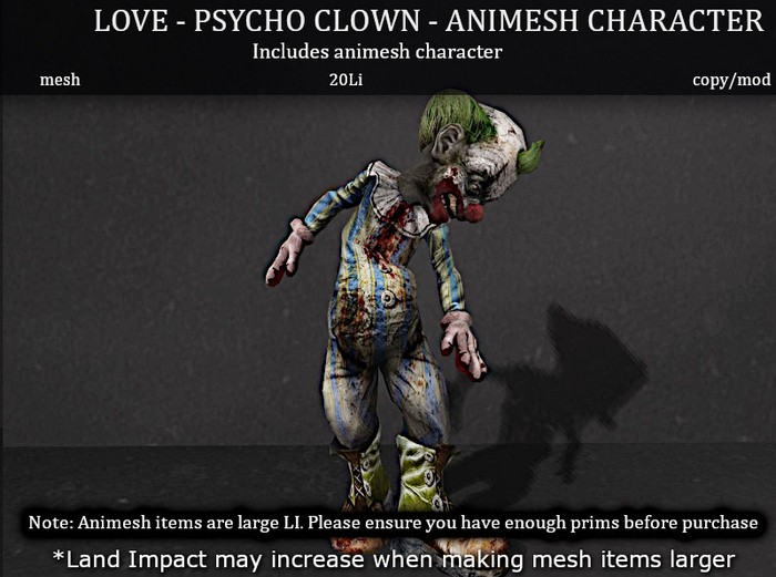 Second Life Marketplace - LOVE SUPERSTORE - HALLOWEEN - PSYCHO CLOWN ...