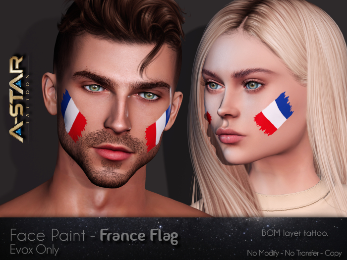 Second Life Marketplace - A-Star Face Paint - France Flag - Facial ...