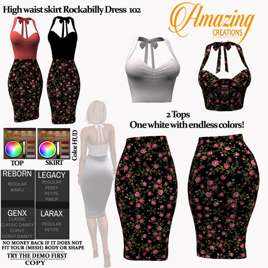 Second Life Marketplace - Rockabilly High waist skirt- AmAzInG ...