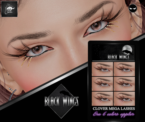 Second Life Marketplace - BLACK WINGS-CLOVER MEGALASHES-ERA EYELASHES 6 ...
