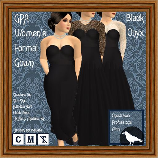 Second Life Marketplace - GPA Women's Formal Gown BOM - Black Onyx